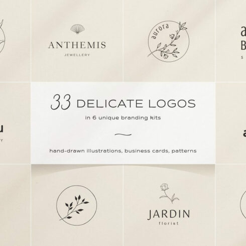 33 Delicate Logos ~ 6 Brand Kits | Master Bundles