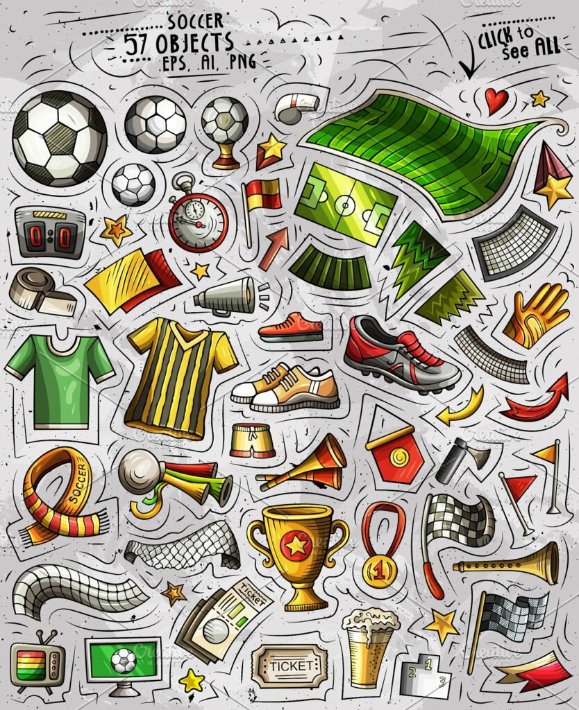 Football Cartoon Objects Set – MasterBundles