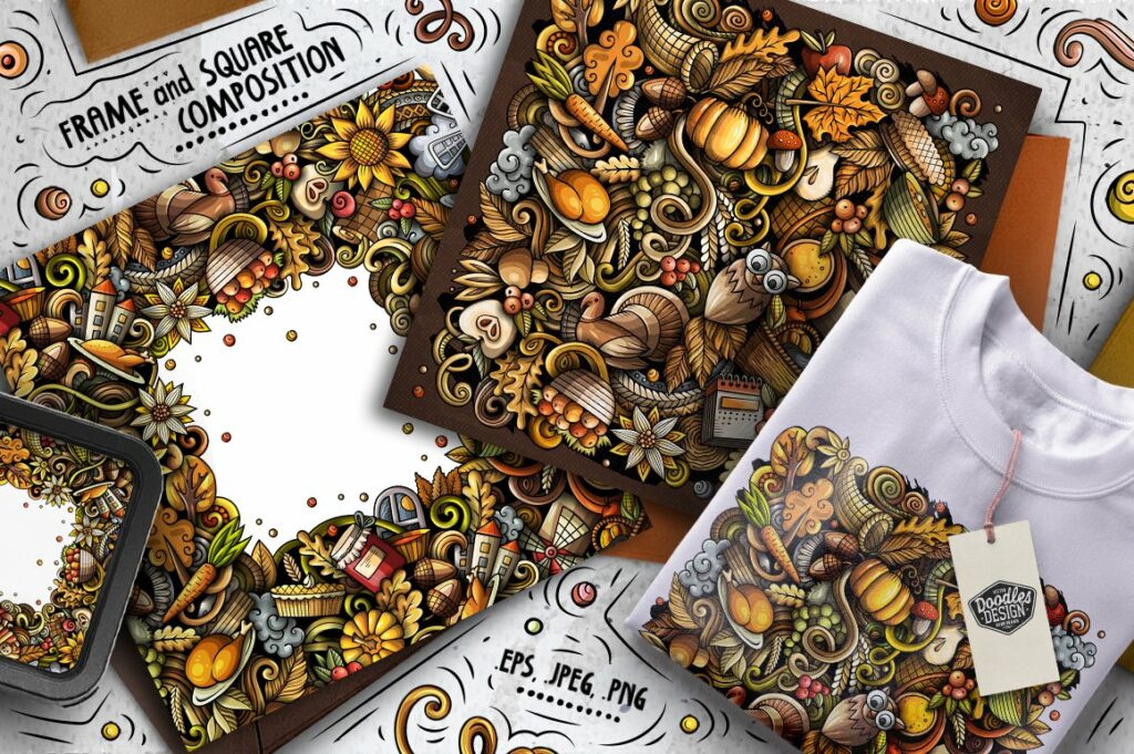 Thanksgiving Cartoon Doodle Big Pack – MasterBundles