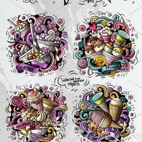 Ice Cream Cartoon Doodle Big Pack | Master Bundles