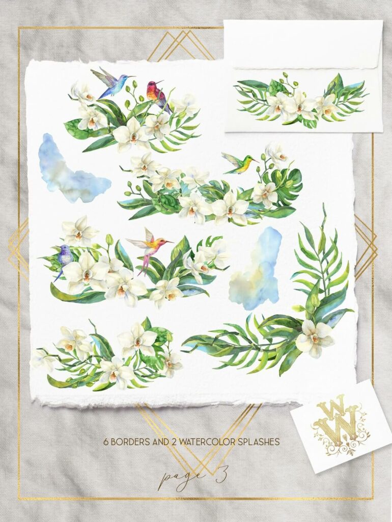 White Orchids Watercolor Clipart – MasterBundles