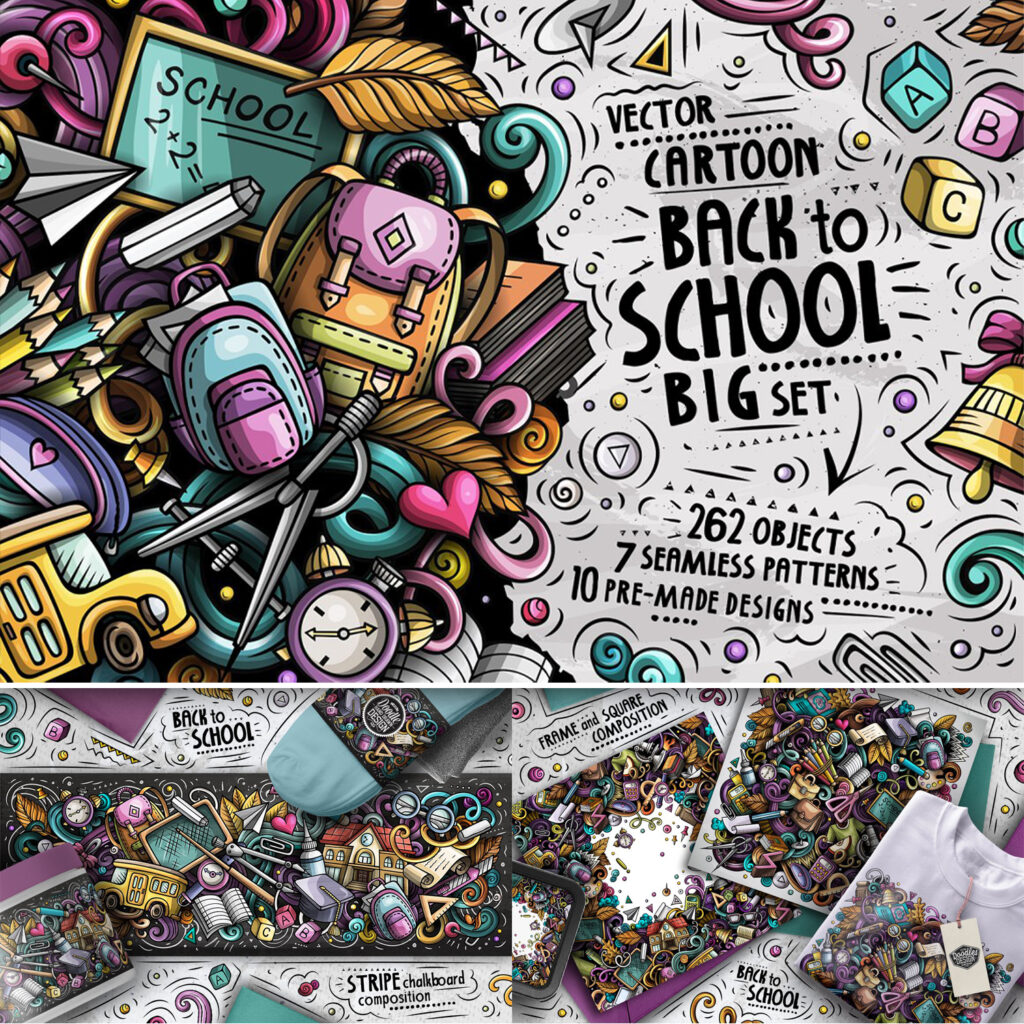 School Cartoon Doodle Big Pack – MasterBundles