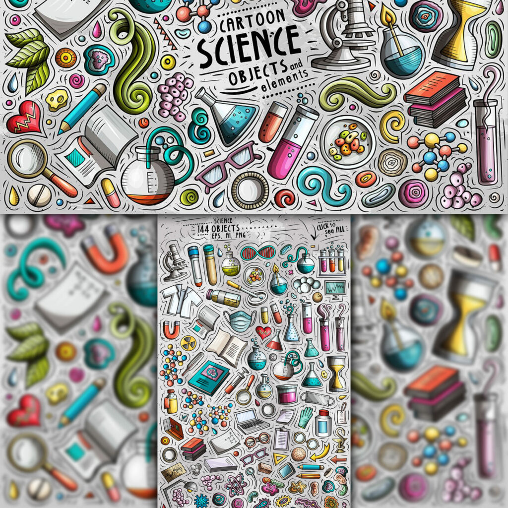 Science Cartoon Objects Set – MasterBundles