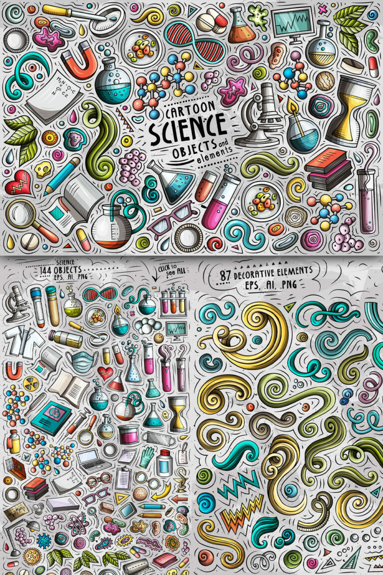 Science Cartoon Objects Set – MasterBundles