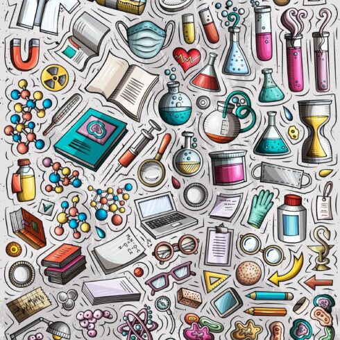 Science Cartoon Objects Set | MasterBundles