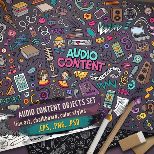Audio Content Objects & Symbols Set | Master Bundles