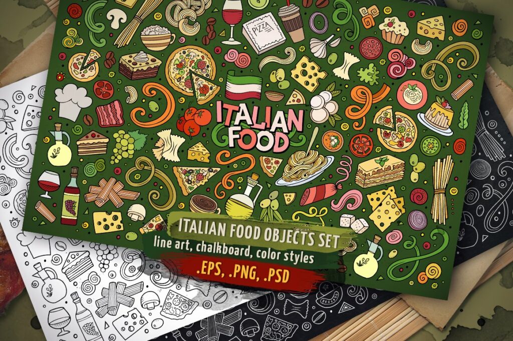 Italian Food Objects & Symbols Set – MasterBundles