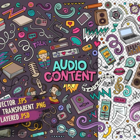 Audio Content Objects & Symbols Set | Master Bundles