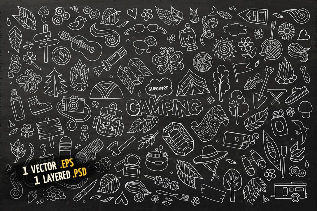 Camping Objects & Elements Set – MasterBundles