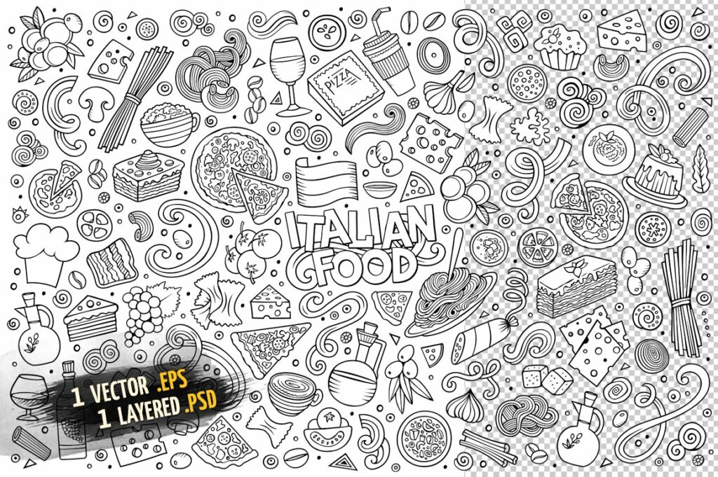 Italian Food Objects & Symbols Set – MasterBundles