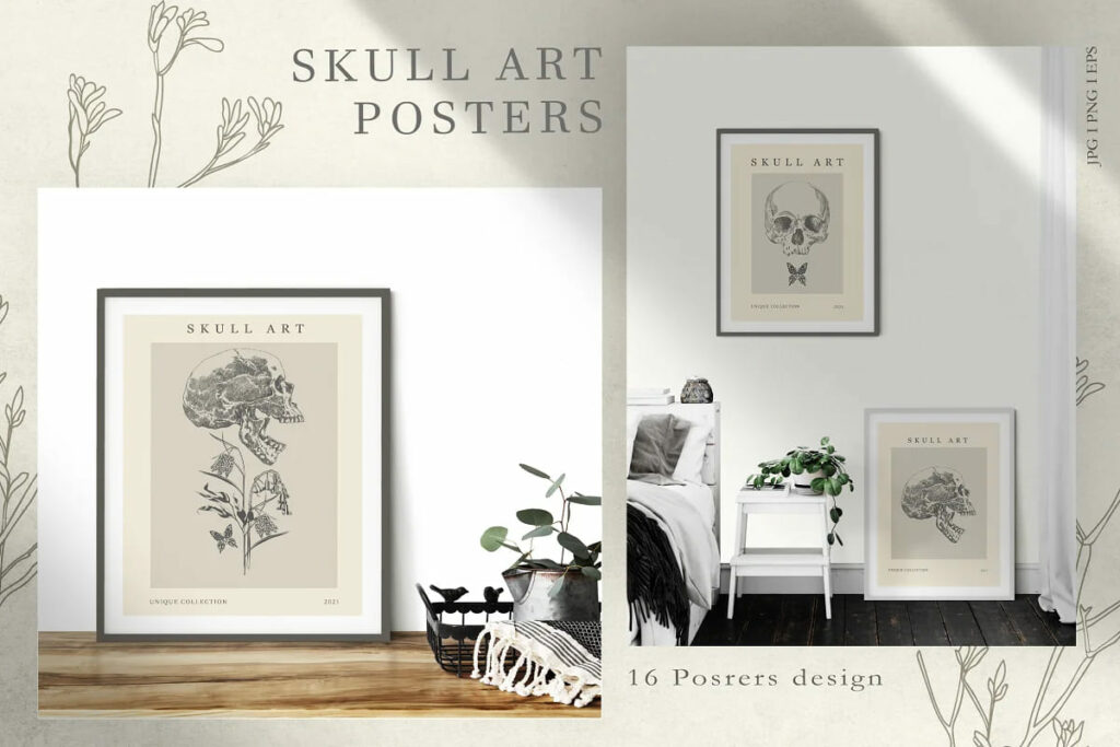 Skull Art Posters – MasterBundles