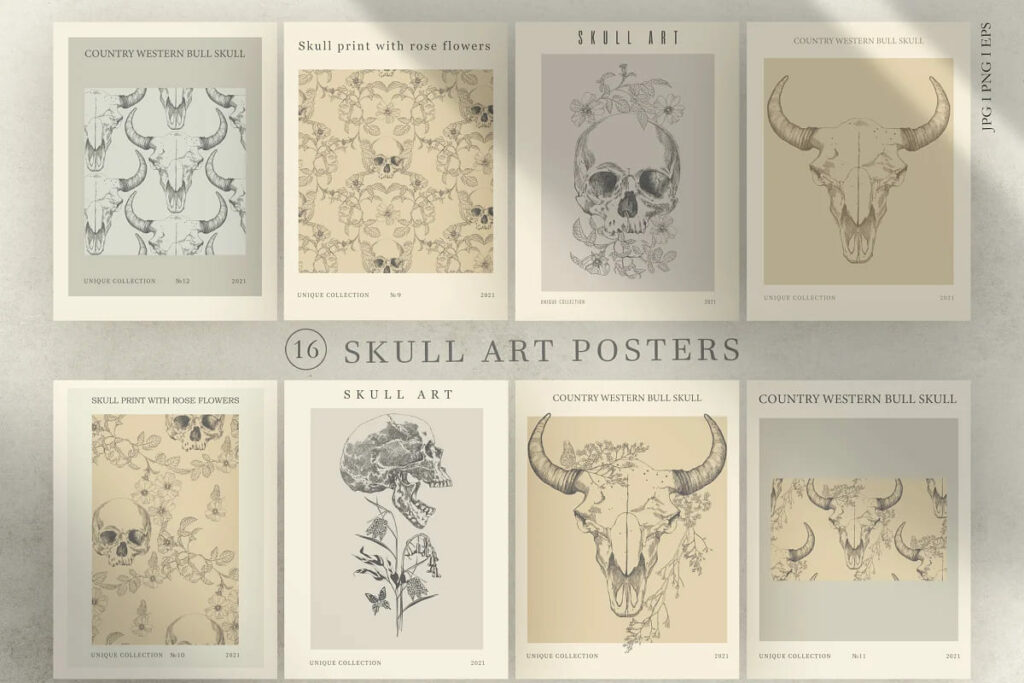 Skull Art Posters – MasterBundles