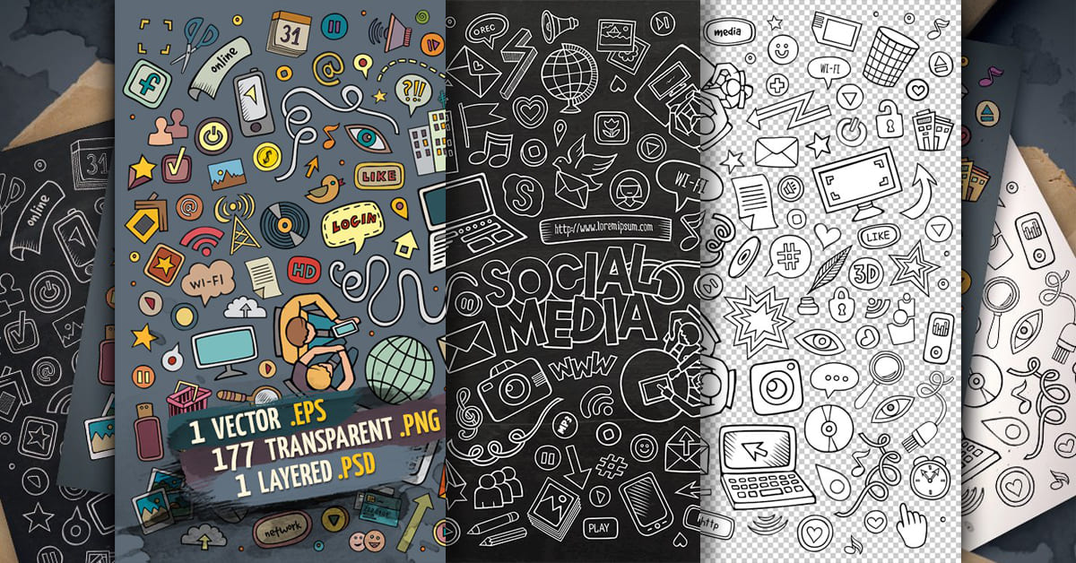 Social Media Objects & Symbols Set – MasterBundles
