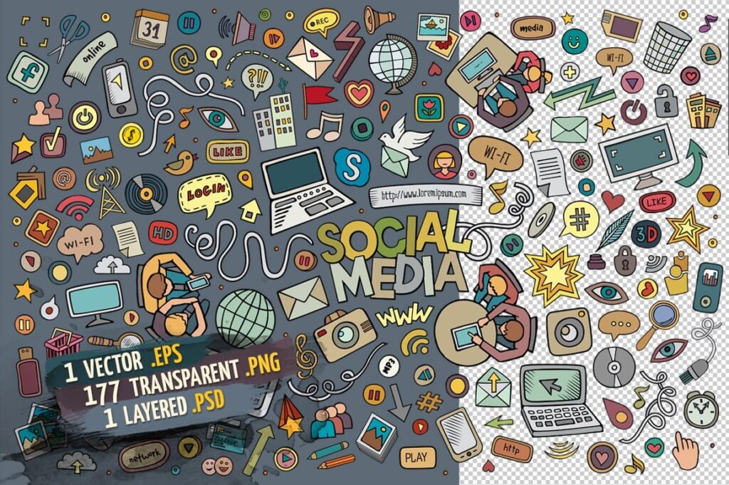 Social Media Objects & Symbols Set – MasterBundles