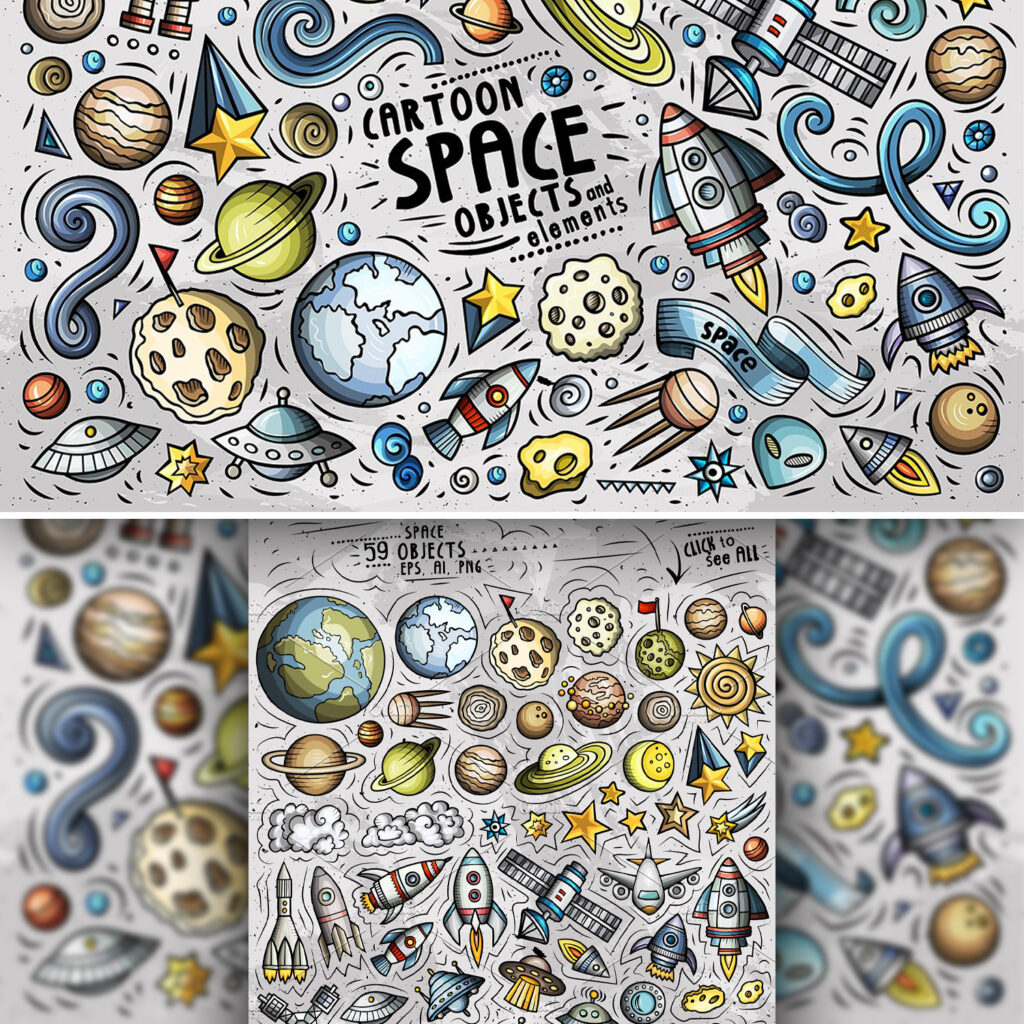 Space Cartoon Objects Set – MasterBundles