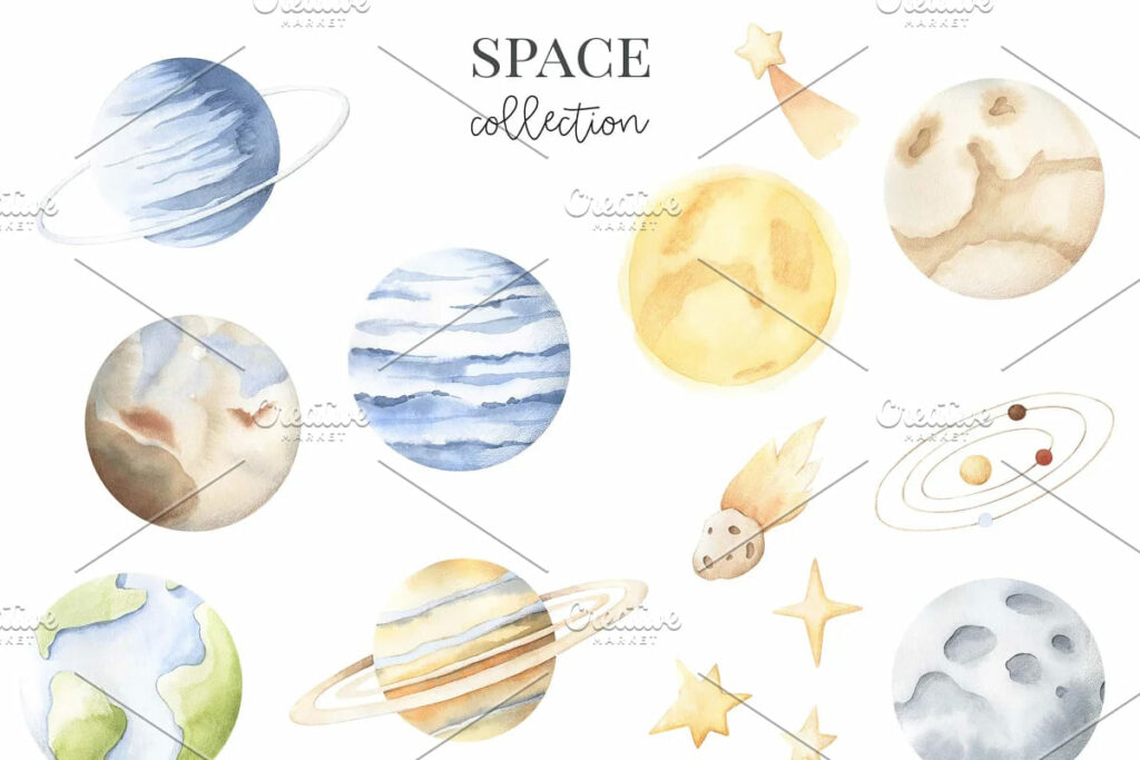 Space Collection - Watercolor Set – MasterBundles