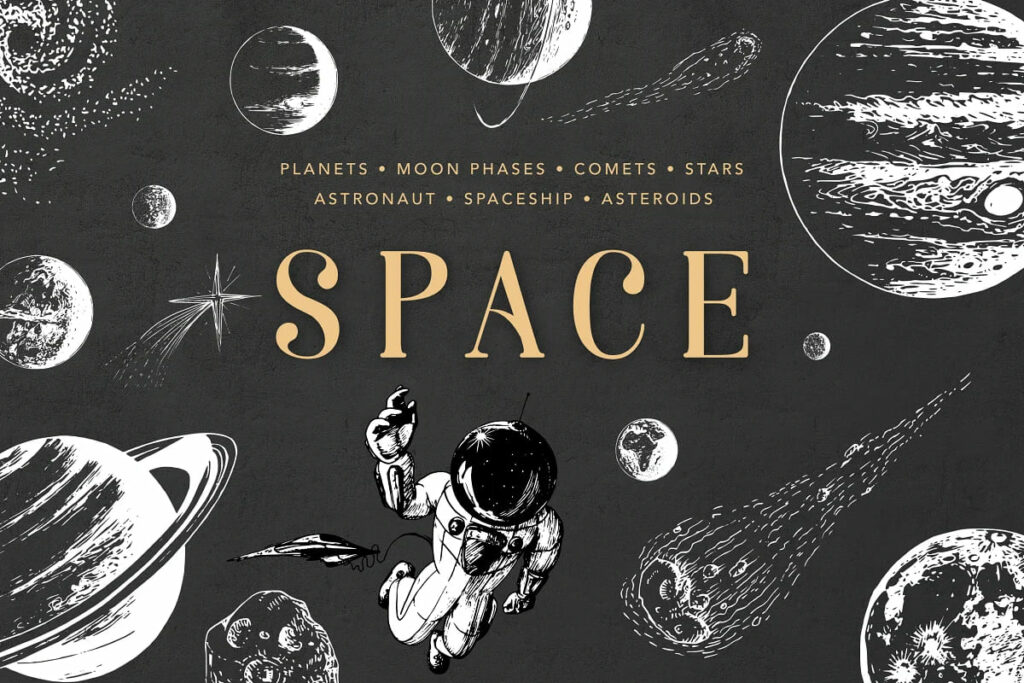 Space Collection with Moon and Planets – MasterBundles