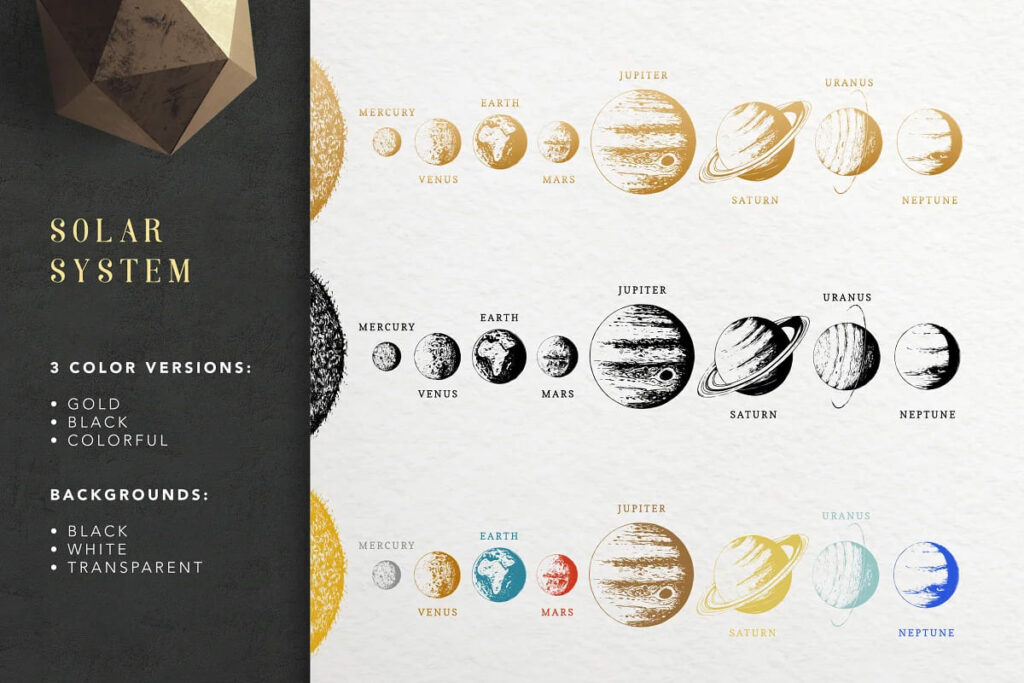 Space Collection with Moon and Planets – MasterBundles