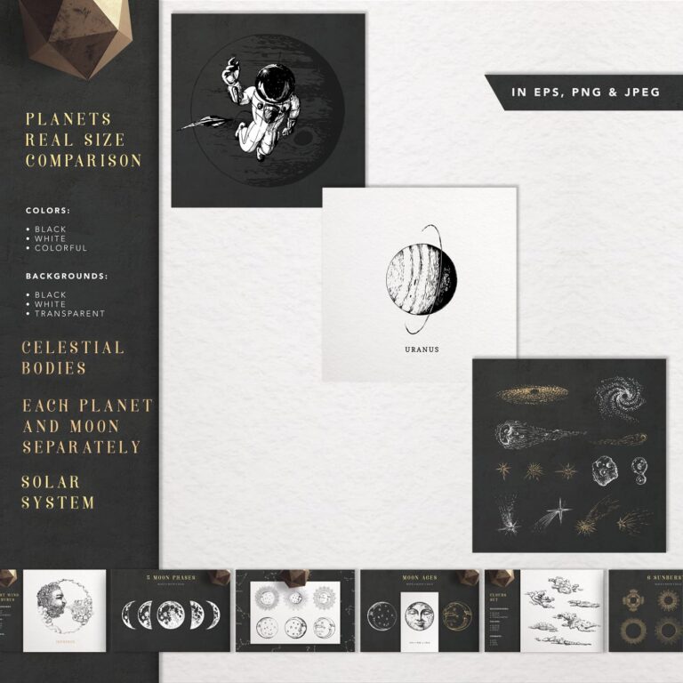 Space Collection with Moon and Planets – MasterBundles