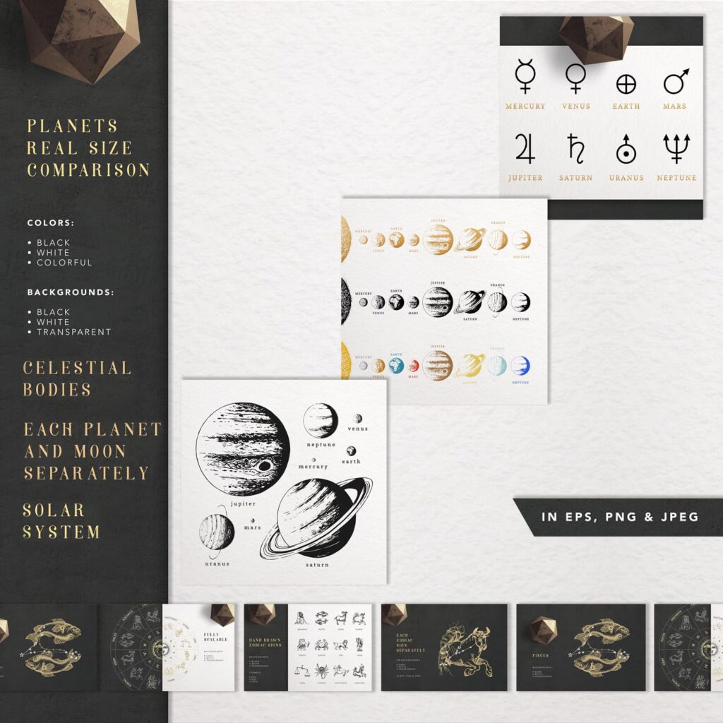 Space Collection with Moon and Planets – MasterBundles