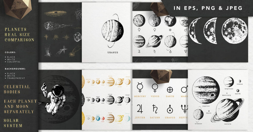 Space Collection with Moon and Planets – MasterBundles
