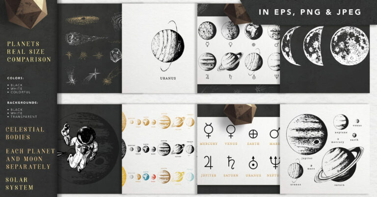 Space Collection with Moon and Planets – MasterBundles