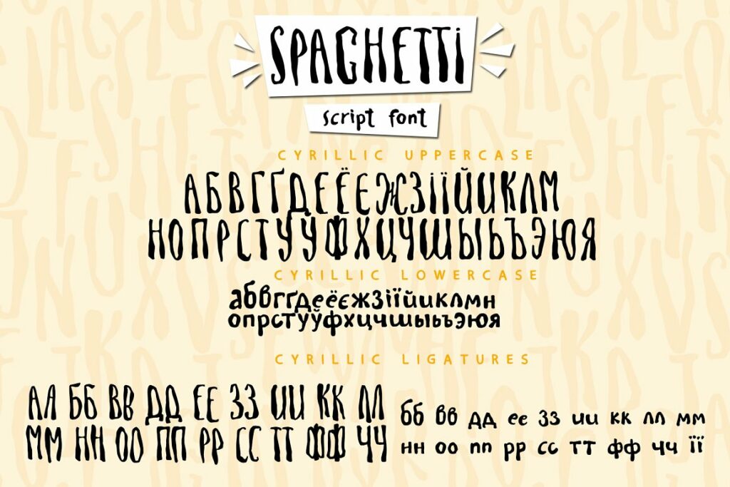 Spaghetti Cyrillic Playful Font – MasterBundles