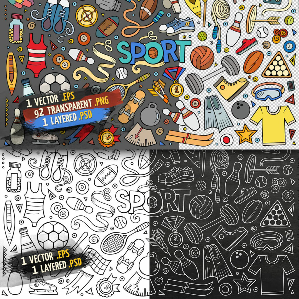 Kawaii Sports Clipart | Master Bundles