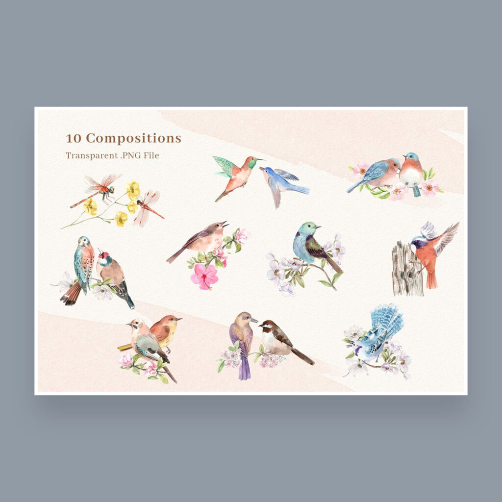Spring Birds Of Spring Watercolor – MasterBundles