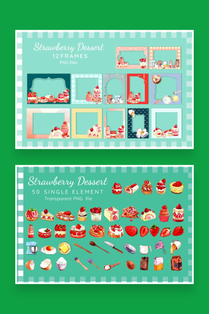 Strawberry Dessert Sweet Watercolor – MasterBundles