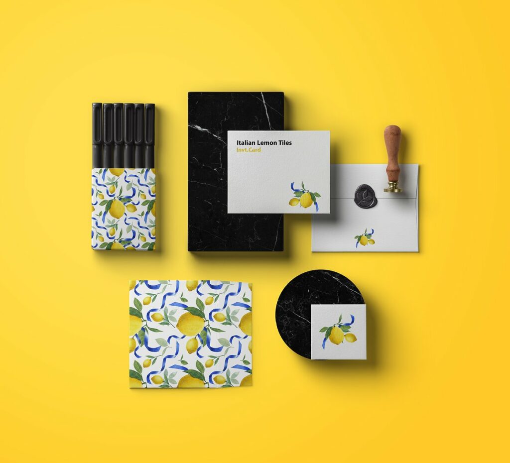 Italian Lemon Tile Watercolor – MasterBundles