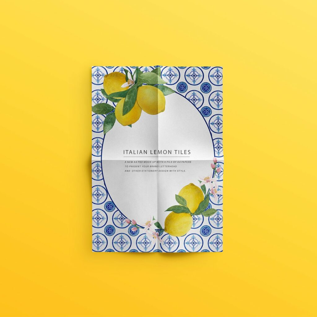 Italian Lemon Tile Watercolor – MasterBundles