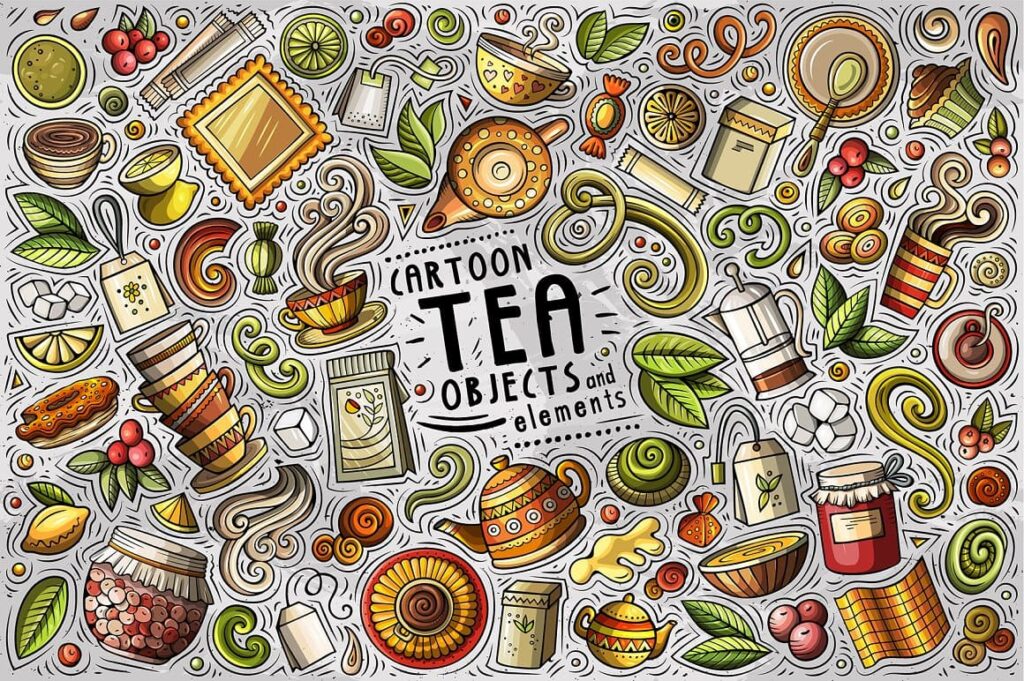 Tea Cartoon Vector Objects Set – MasterBundles