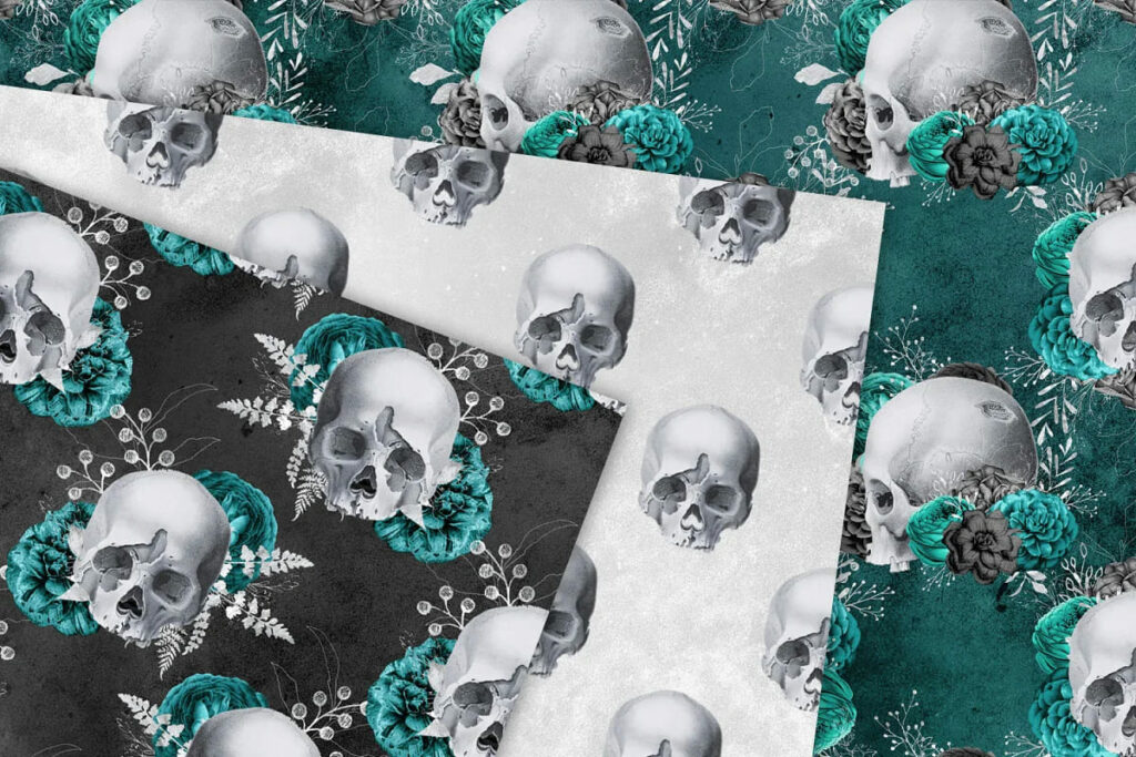 Turquoise Skull Digital Paper – MasterBundles
