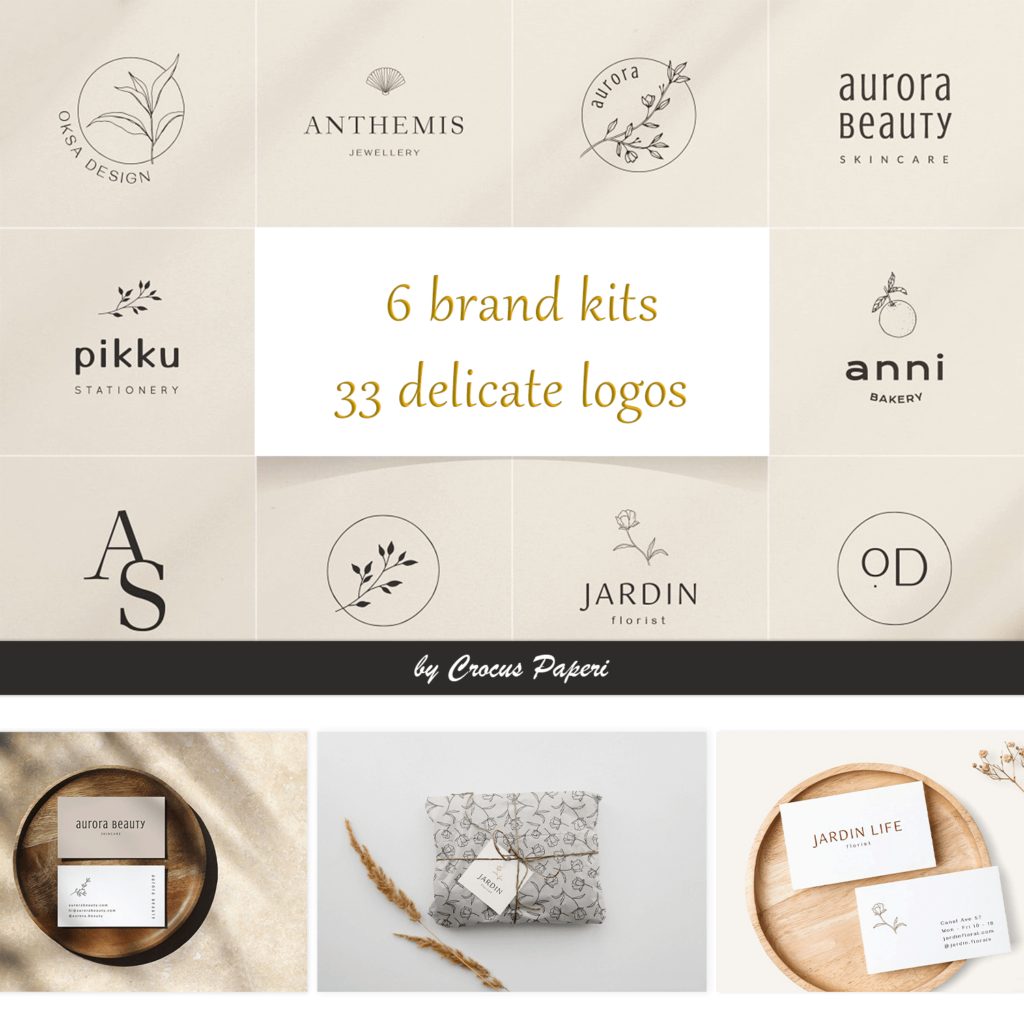 33 Delicate Logos ~ 6 Brand Kits – MasterBundles