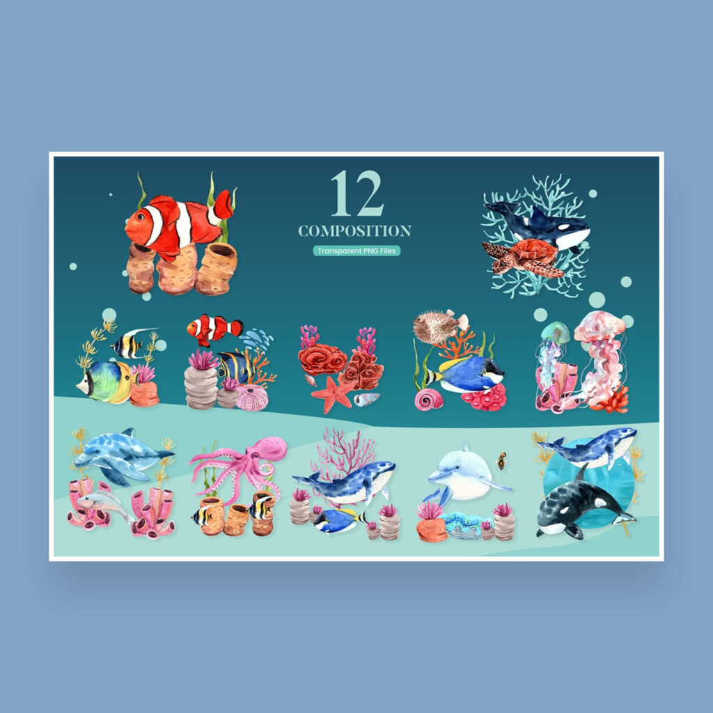 Unseen Oceans & Sealife Watercolor – MasterBundles
