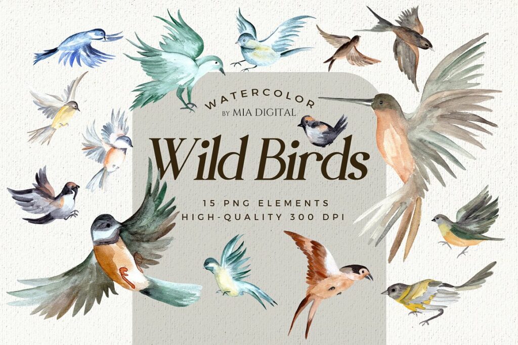 Watercolor Birds Clipart Set – MasterBundles