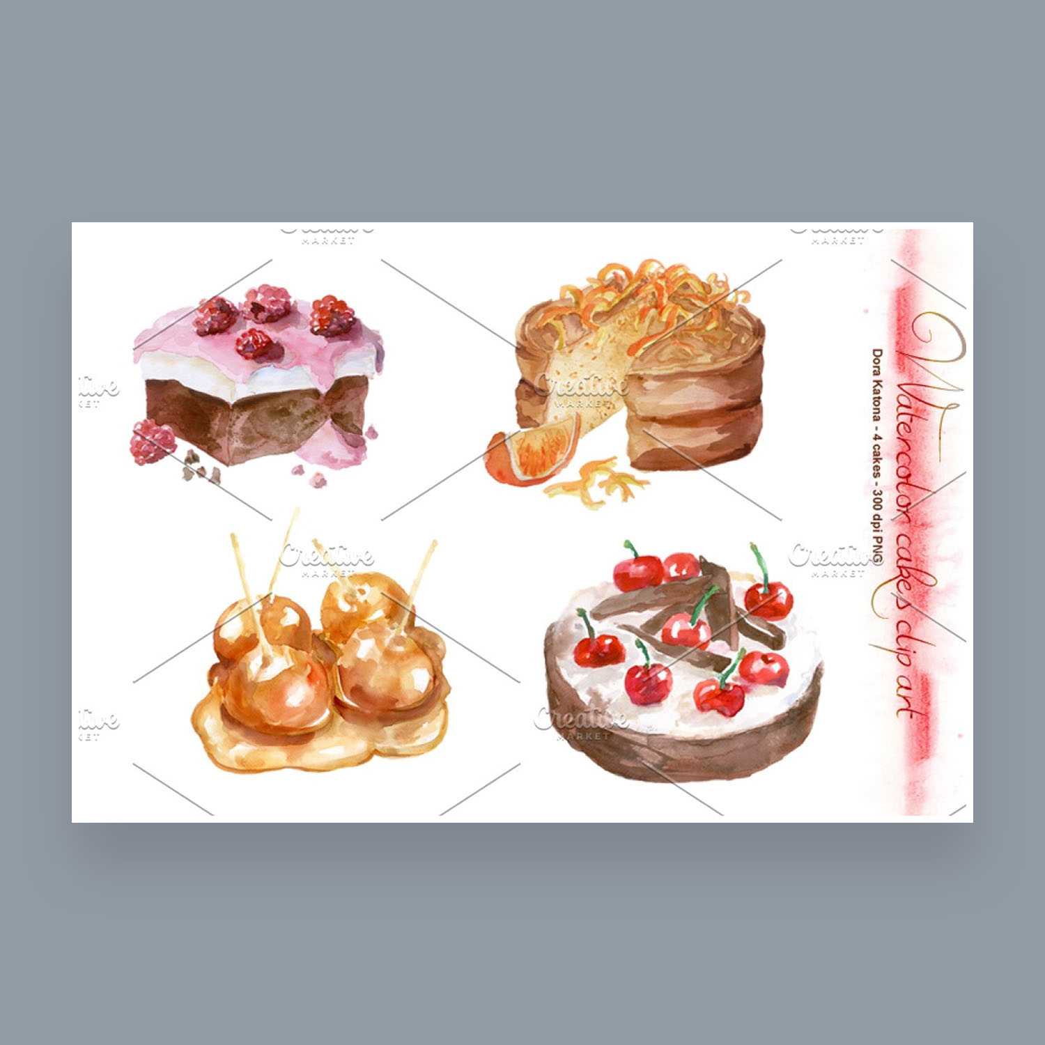 Watercolor Cakes Clip Art – MasterBundles