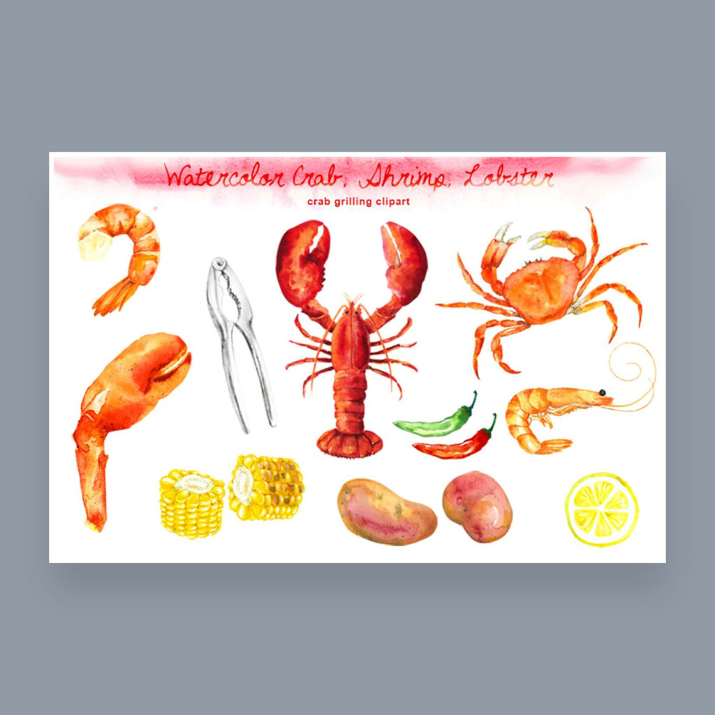 Watercolor Crab, Lobster, Shrimp – MasterBundles
