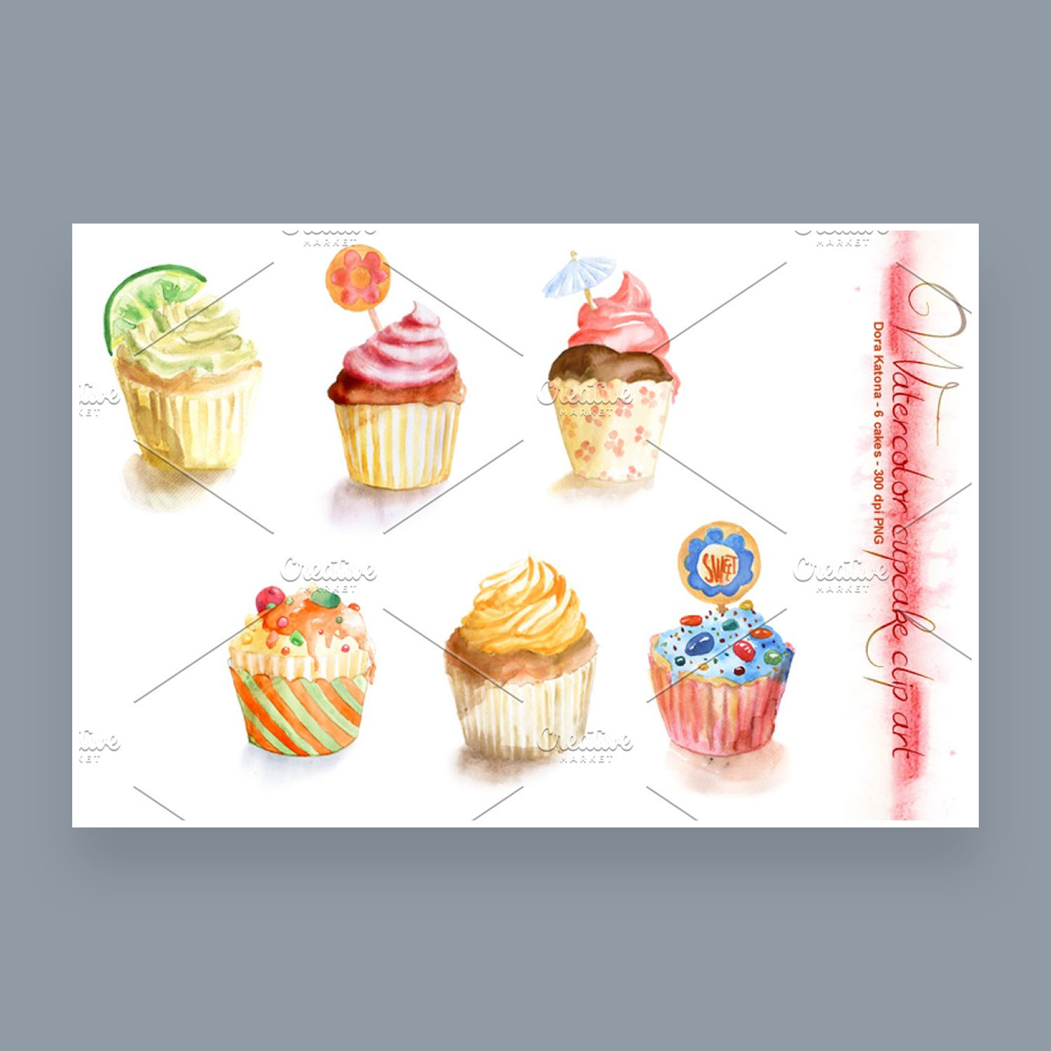 Watercolor Cupcake Clip Art – MasterBundles