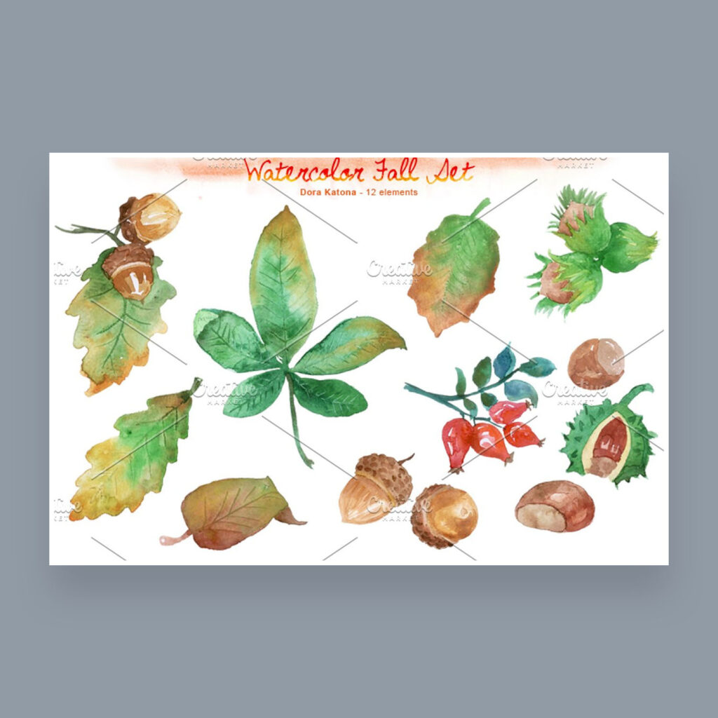 Watercolor Fall Set | Master Bundles