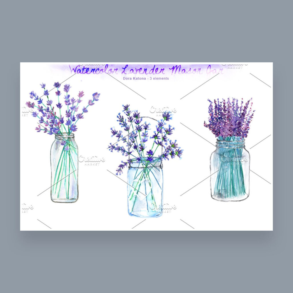 Lavender Watercolor Clipart Set | Master Bundles