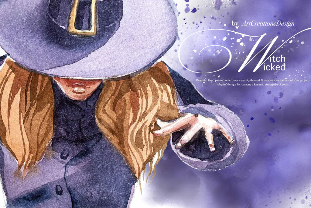 Watercolor Wicked Witch Clipart Set – MasterBundles