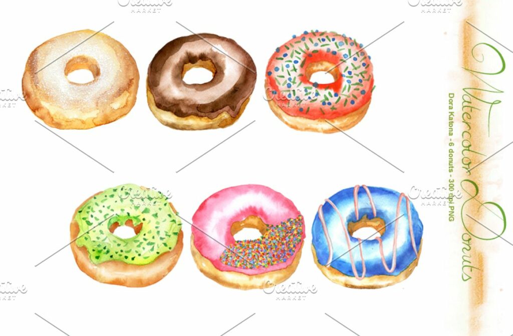 Watercolor Donuts Clip Art – MasterBundles