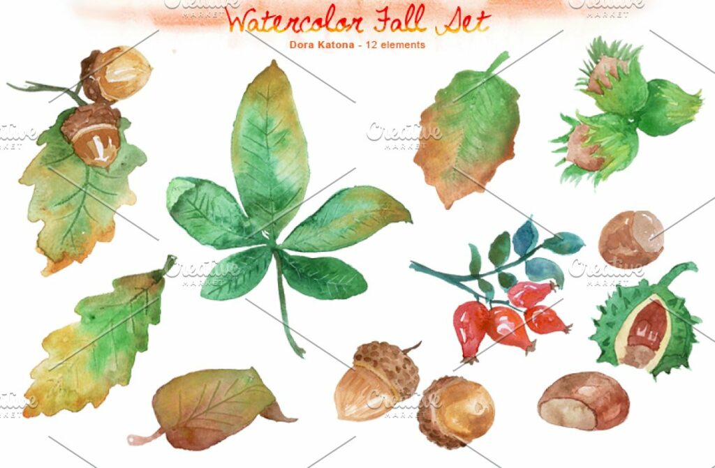 Watercolor Fall Set | Master Bundles