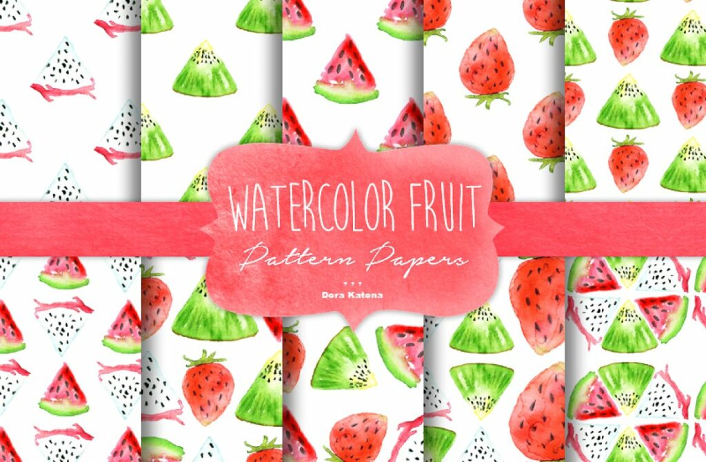 Watercolor Fruit Pattern Papers – MasterBundles