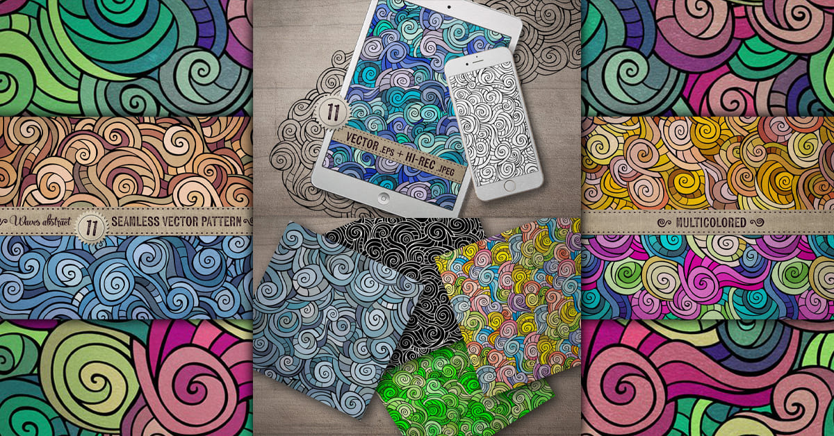 10 Waves Seamless Patterns – MasterBundles