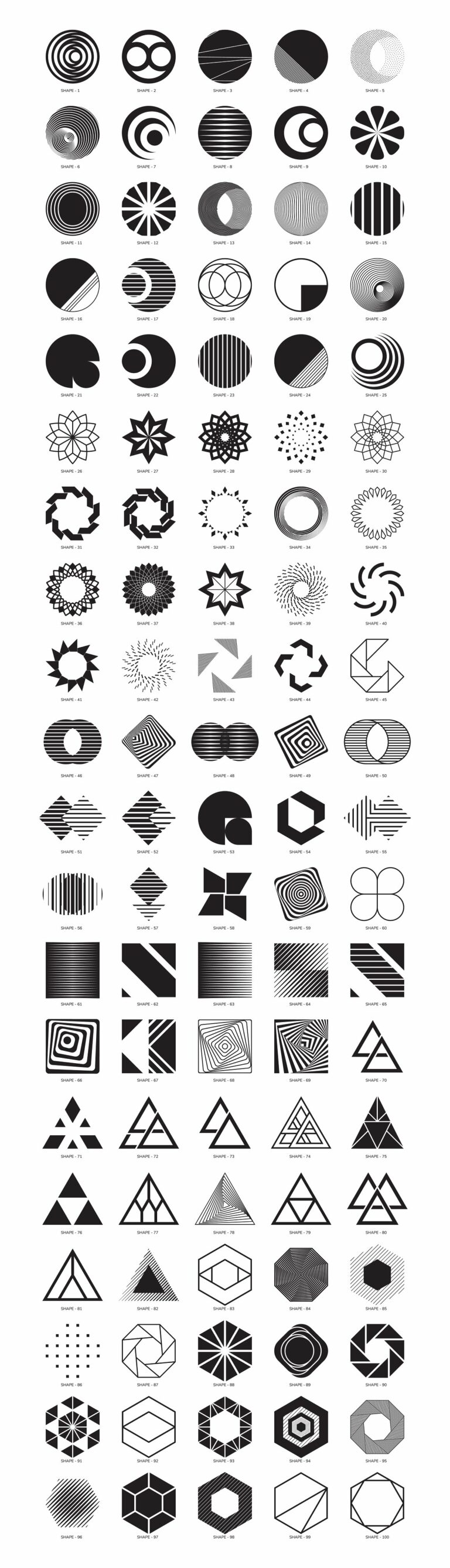 100 geometric shapes. Part 2 – MasterBundles