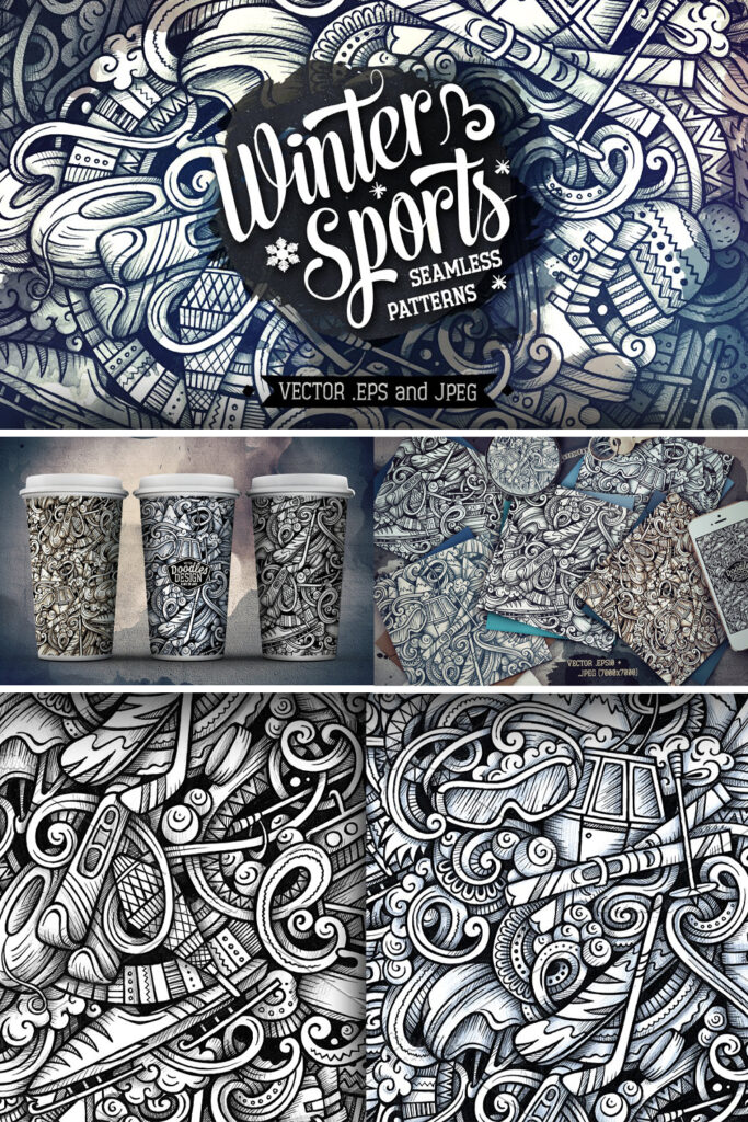 Winter Sports Graphics Patterns – MasterBundles