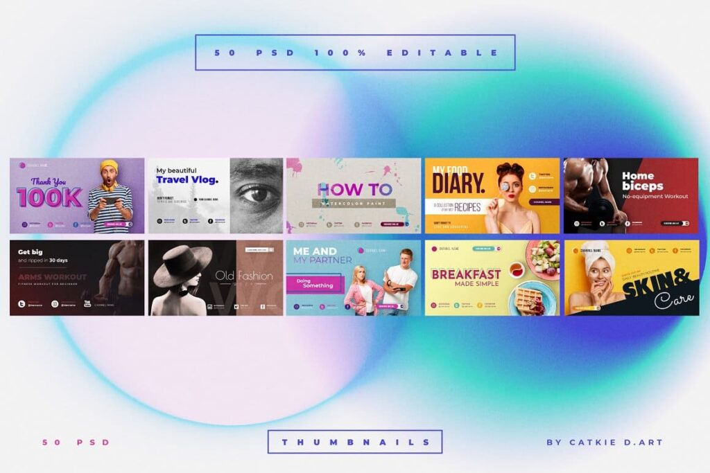 Youtube Thumbnail Bundle (50 PSD) – MasterBundles